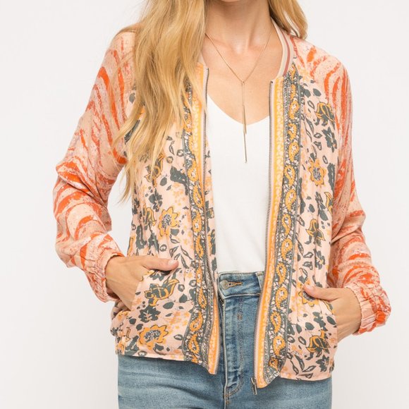 Mystree | Jackets & Coats | Mystree Light Weight Multi Print Bomber ...